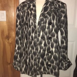 Gucci | Jackets & Coats | Gucci Winter Pea Coat Black White Mohair Fur ...